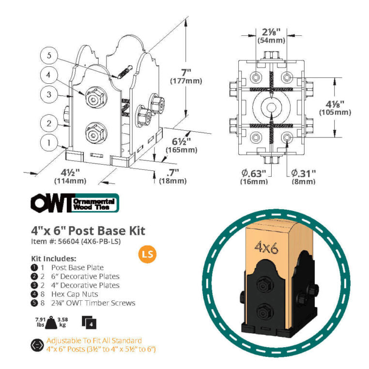 OWT - 4″x6″ Post Base - LAREDO SUNSET In Canada - The Deck Shoppe